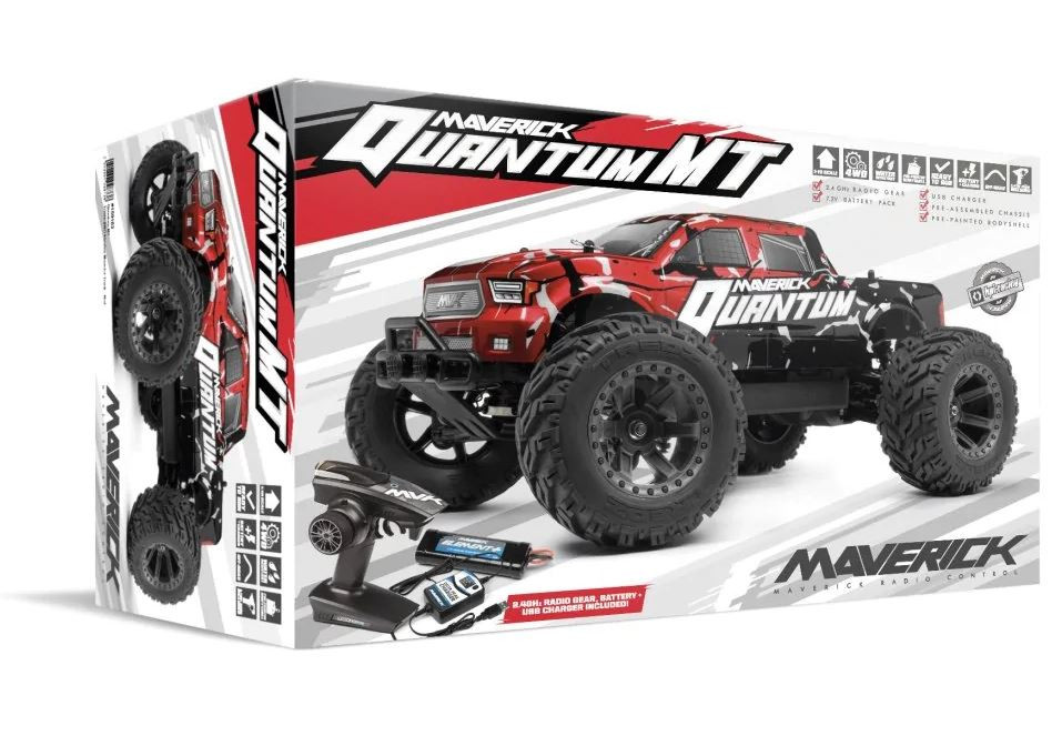 Maverick 150102 1/10 Quantum MT 4WD Brushed RC Monster Truck Black/Red