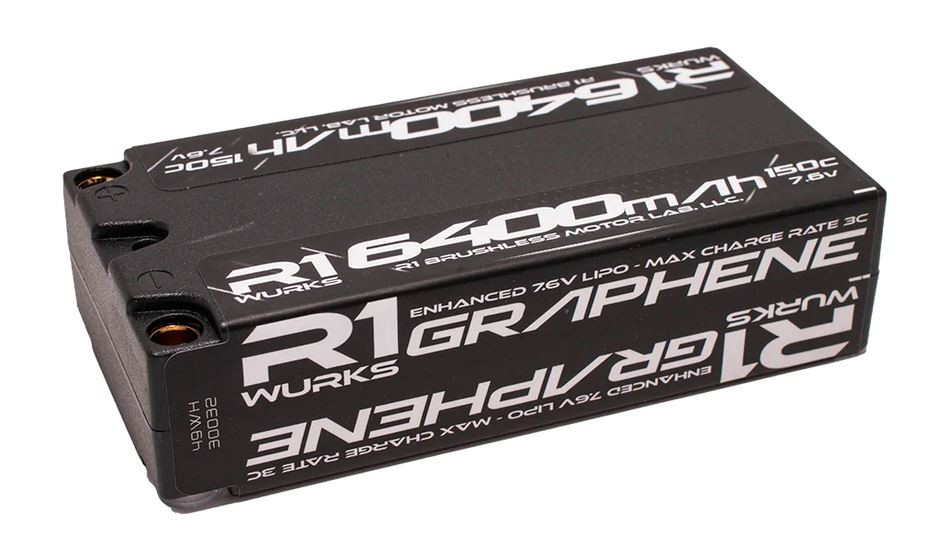 R1 Wurks 030032 6400mAh 2S HV 7.6V 150C Graphine Shorty LiPo Battery