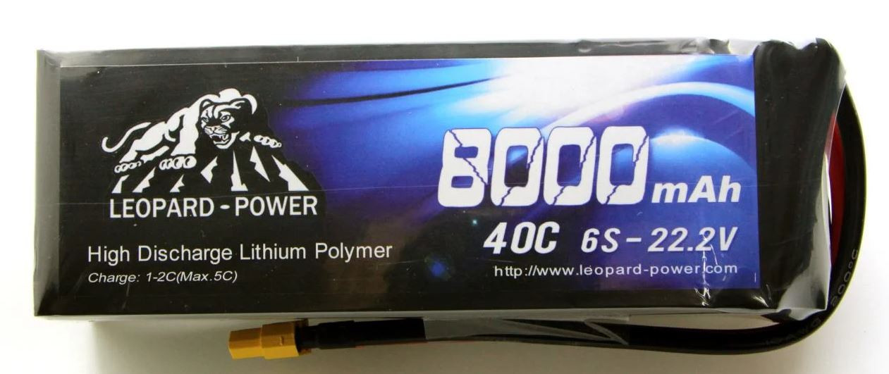 Leopard Power 6S 22.2V 8000mAh 25C LiPo Battery w/XT90