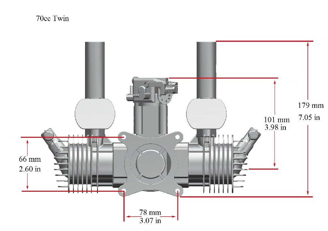 RCGF 70cc Stinger Twin Cylinder Gasoline Engine