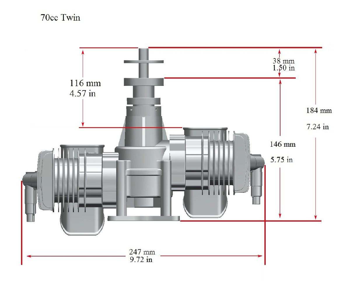 RCGF 70cc Stinger Twin Cylinder Gasoline Engine