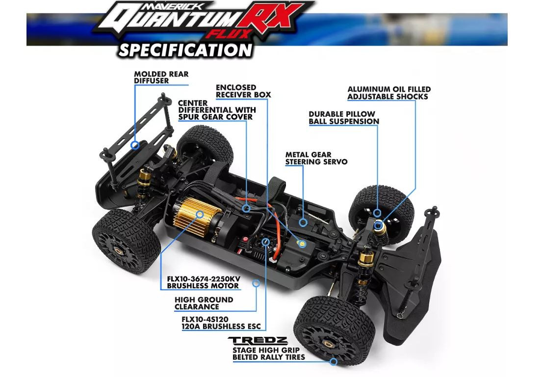 Maverick 150360 1/8 Quantum RX Flux 4S Brushless RTR Rally Car