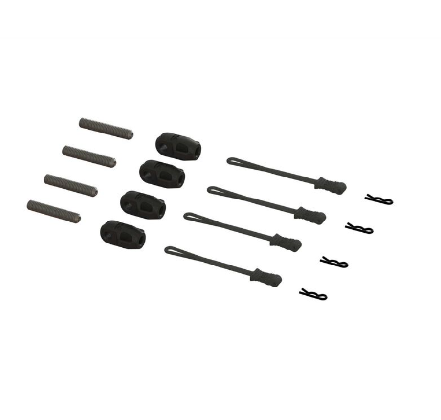 Arrma ARA320477 Brace Rod Ends with Pins And Retainers (4)