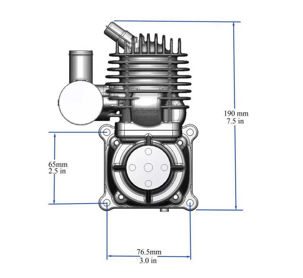 RCGF 63cc Stinger PRO Gasoline Engine w/Pitts Style Muffler