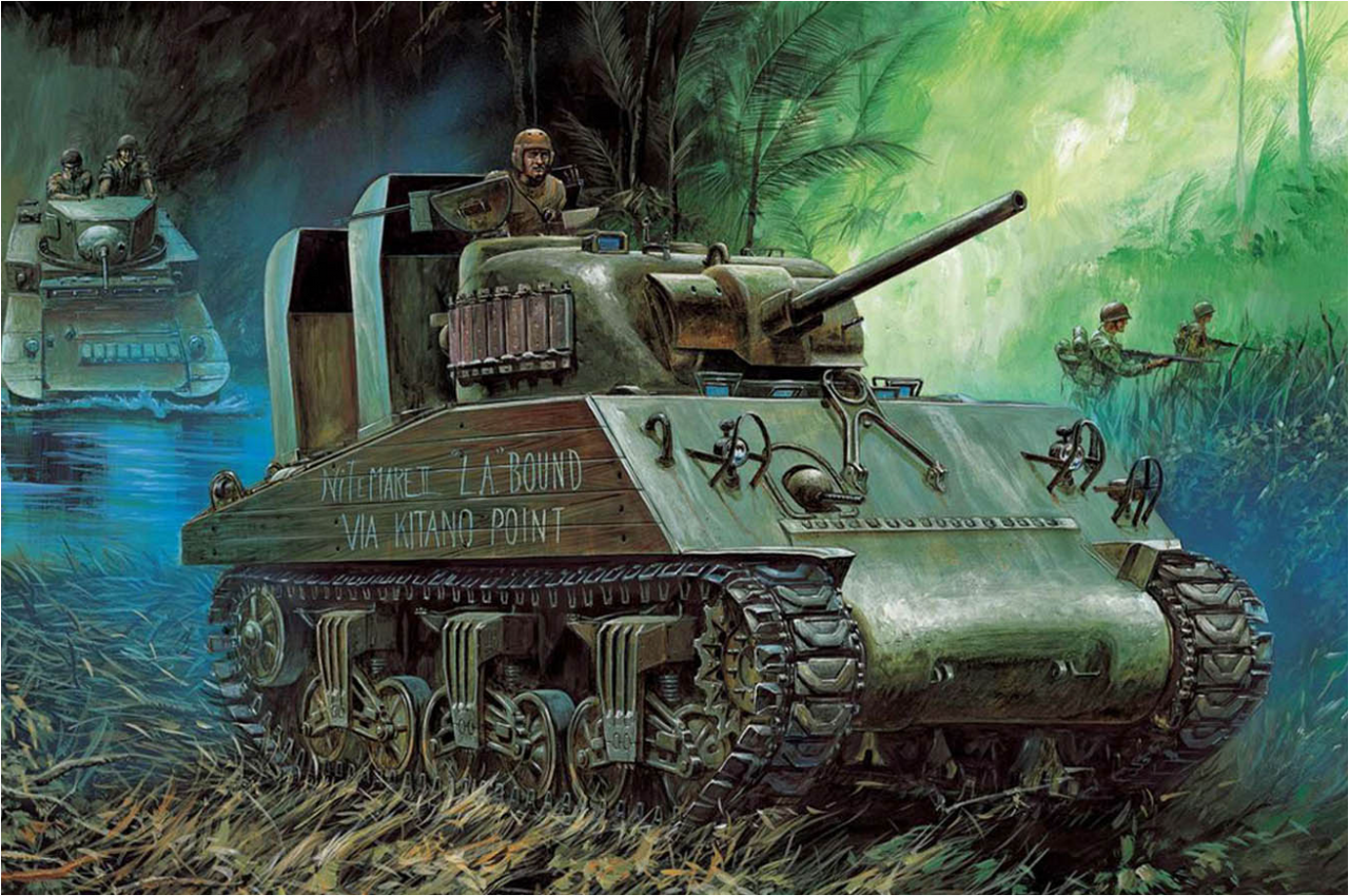 Academy 13562 1/35 USMC M4A2 Pacific Theatre Sherman Model Kit