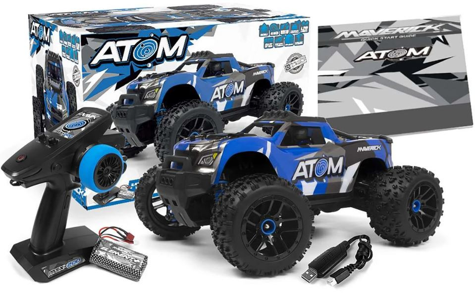 Maverick 150500 1/18 ATOM 4WD Brushed RTR RC Monster Truck Blue