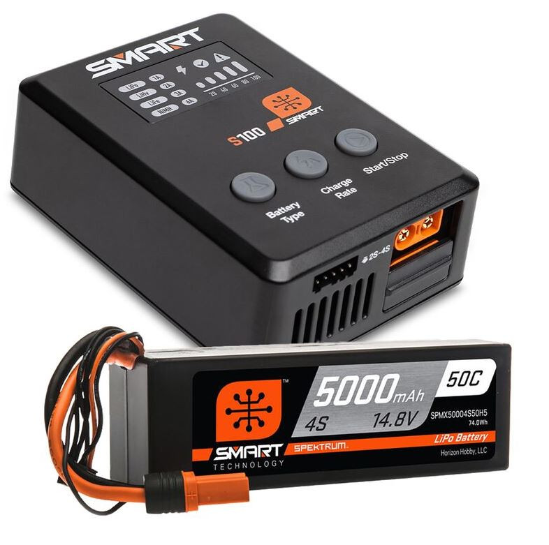 Spektrum SPMX-1035 SMART Powerstage 4S 5000mAh 50C IC5 Surface Bundle w ...