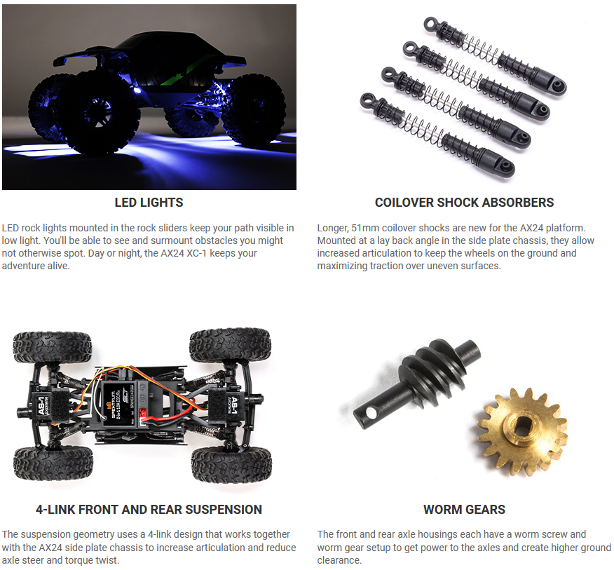 Axial AXI00003T1 1/24 AX24 XC-1 4WS Crawler Brushed RTR Green
