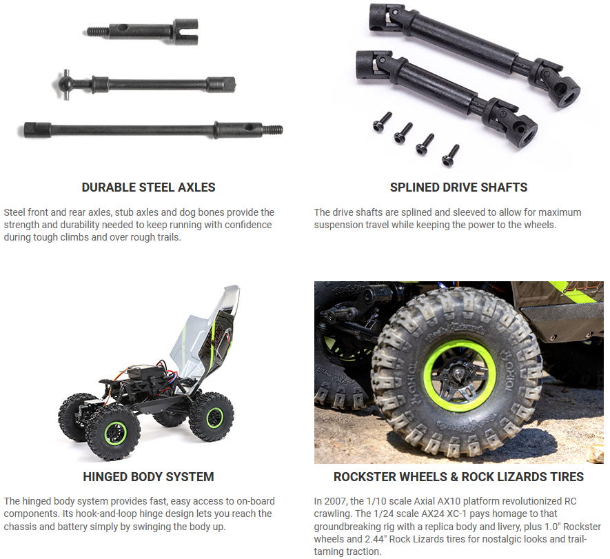 Axial AXI00003T1 1/24 AX24 XC-1 4WS Crawler Brushed RTR Green