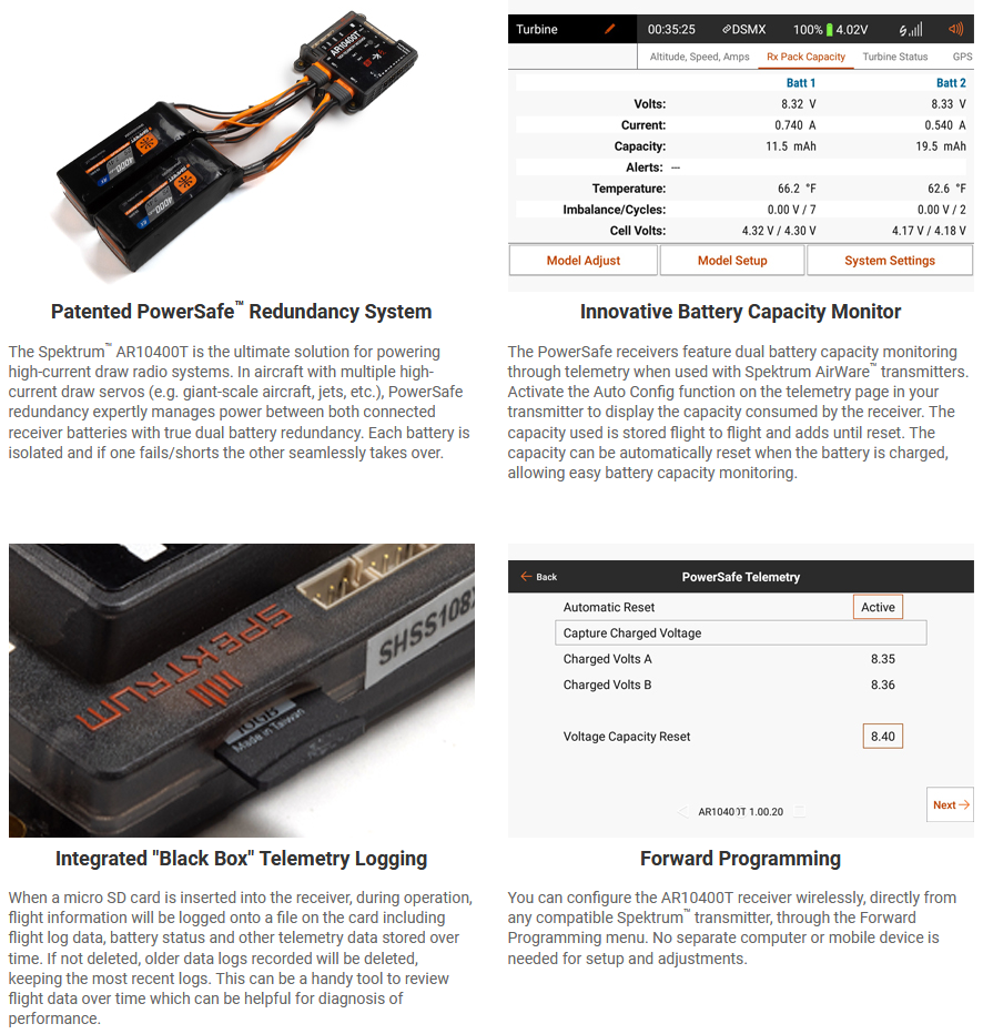 Spektrum AR10400T 10 Channel PowerSafe Telemetry Receiver