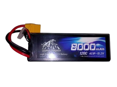Leopard Power 4S 14.8v 8000mAh 120C HardCase LiPo Battery w/XT90