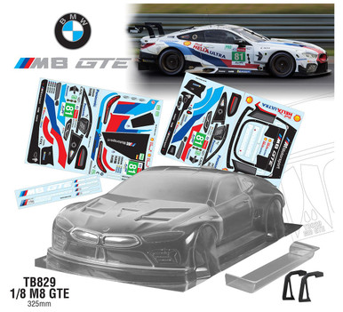 Team C Racing TB829 1/8 BMW M8 GTE 325mm Clear Body Set