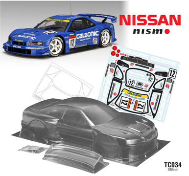 Team C Racing TC034-C 1/10 Nissan GTR R34 Wide Body Clasonics Clear ...