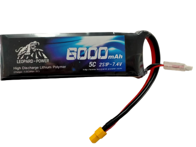Leopard Power 2S 7.4V 6000mAh 5C LiPo Receiver Battery w/XT60 Plug