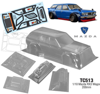Team C Racing TC513 1/10 Mazda RX3 Wagon 200mm Clear Wide Body Set
