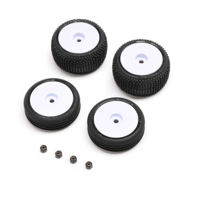 Losi LOS-1763 Micro-B Tyres & Wheels Mounted White 4Pcs