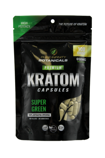 Pure Infinity Kratom Capsules Super Green 100caps