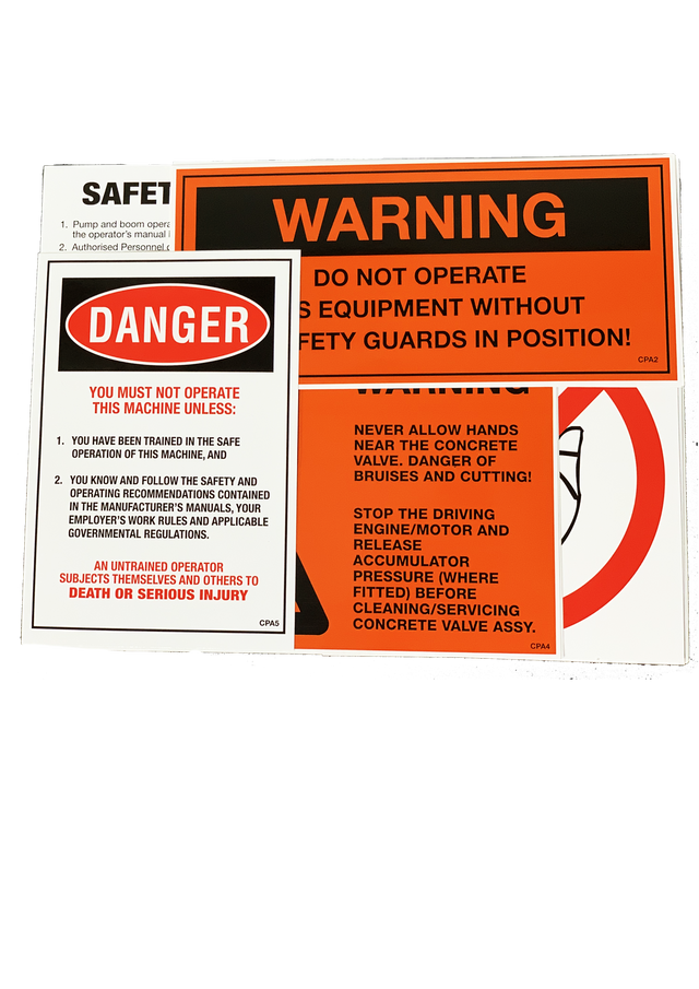 Safety Stickers - Concrete Pumping Association of Australia