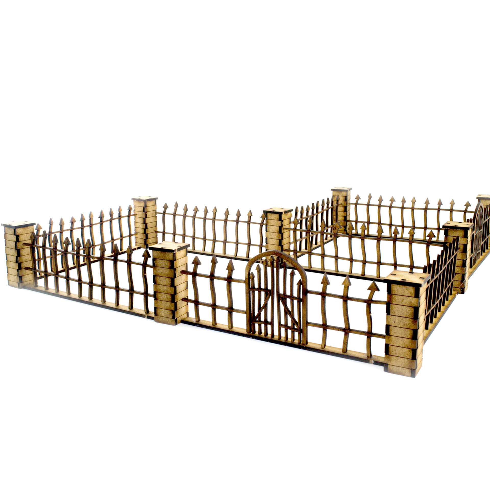 Spooky Fence with Gates and Pillars