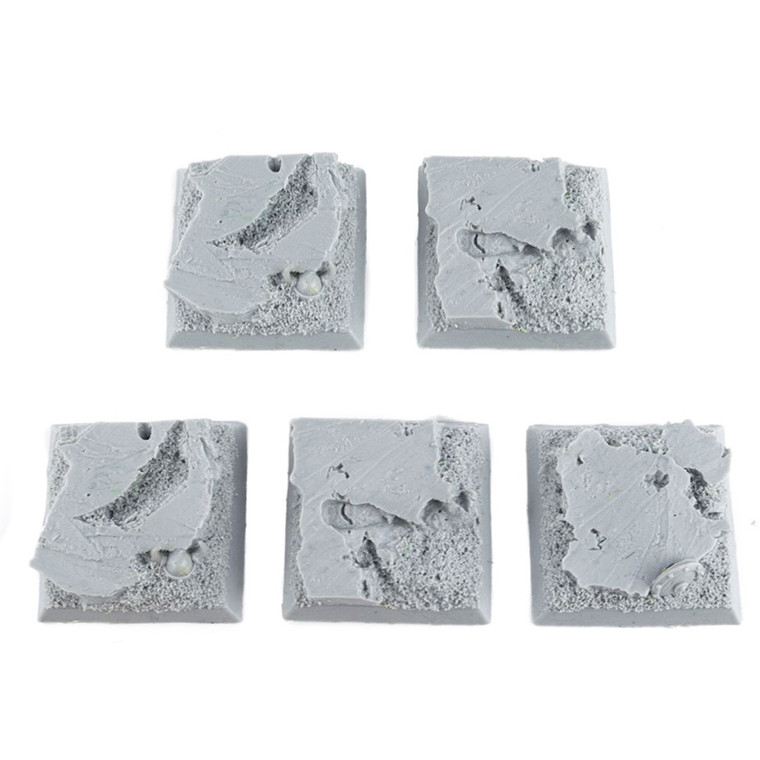 5 x Square Miniature Bases and Scenery Kit - WWGaming