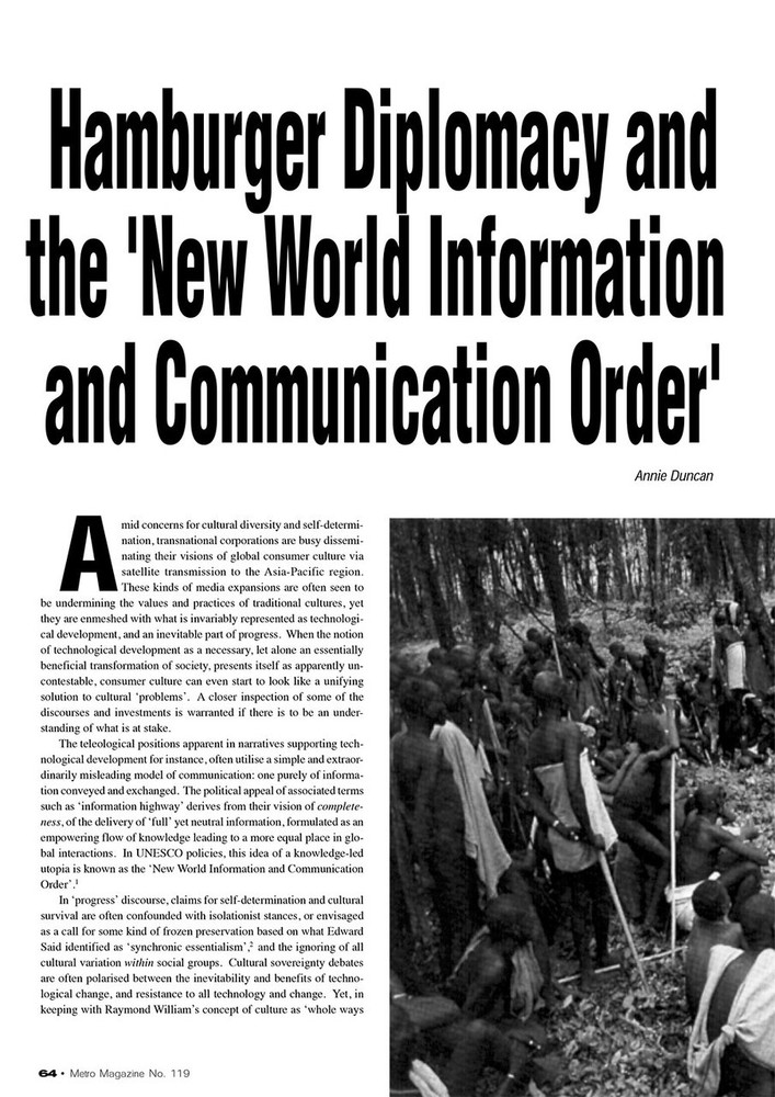 Hamburger Diplomacy and the 'New World Information and Communication ...