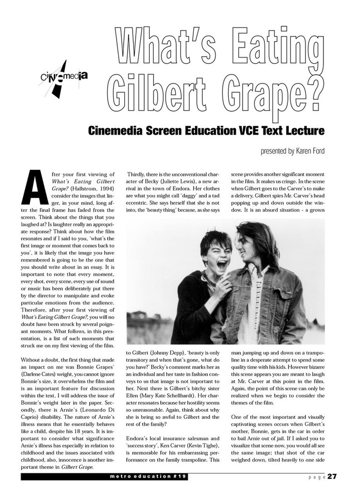 What's Eating Gilbert Grape?' Cinemedia Screen Education VCE Text ...
