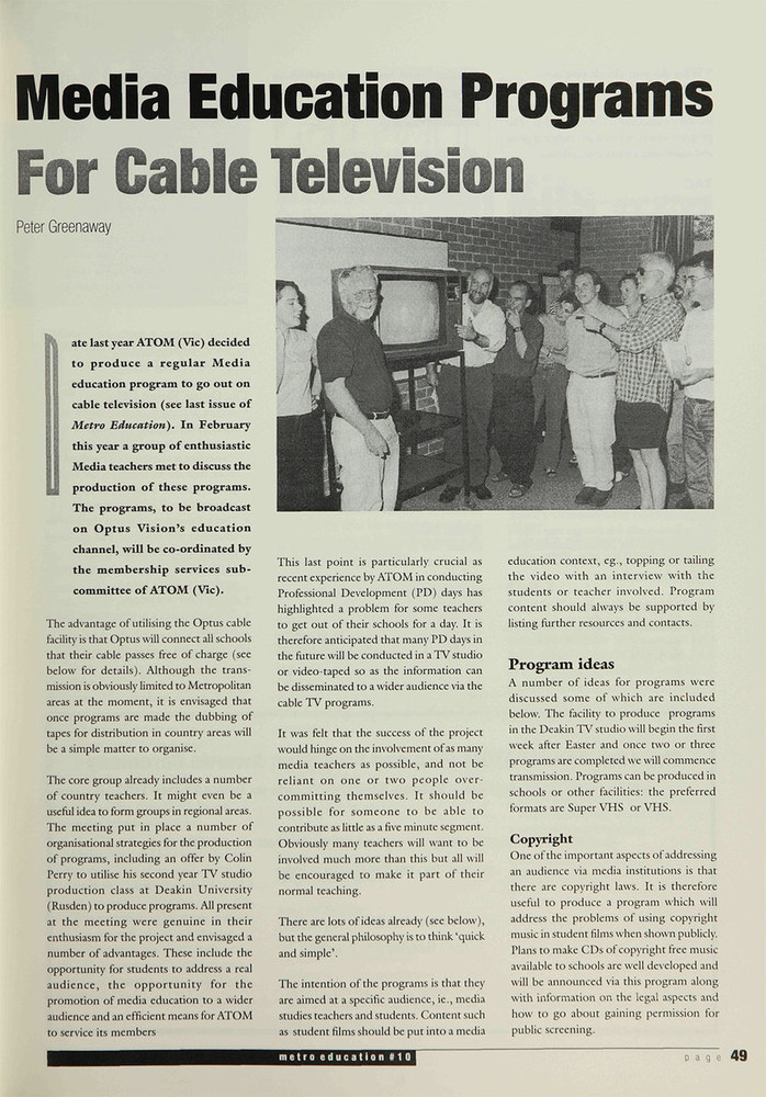Media Education Programs for Cable Television - The Education Shop