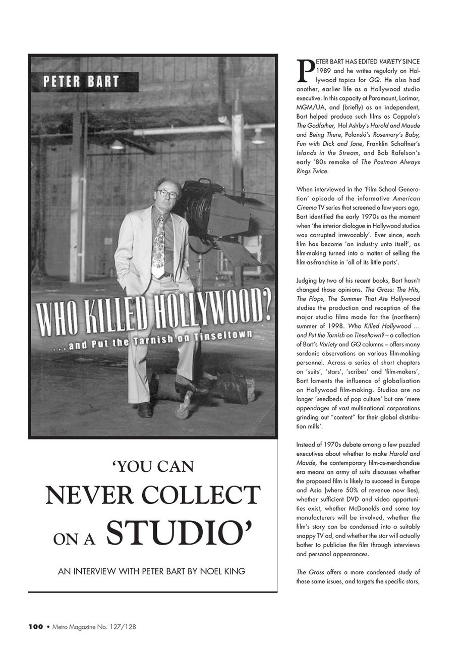You Can Never Collect on a Studio': An interview with Peter Bart by ...