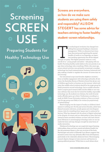 Screening Screen Use: Preparing Students for Healthy Technology Use ...
