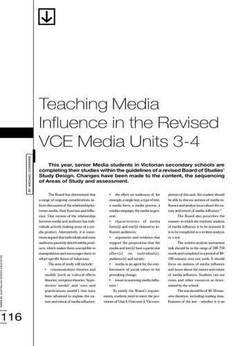 Teaching Media Influence in the Revised VCE Media Units 3-4 - The ...