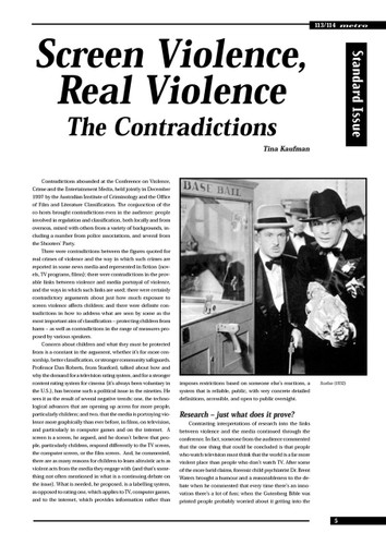 Screen Violence, Real Violence: The Contradictions - The Education Shop