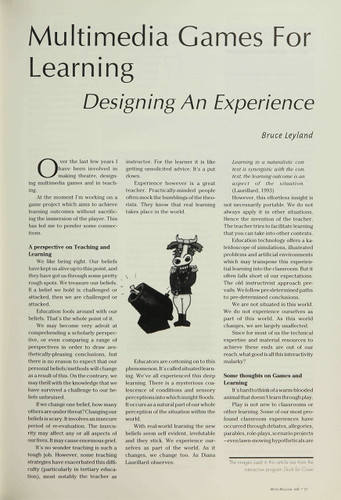 Multimedia Games for Learning: Designing an Experience - The Education Shop