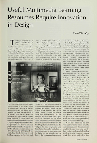 Useful Multimedia Learning Resources Require Innovation In Design The