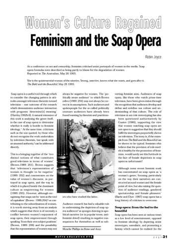 Women's Culture Regained: Feminism and the Soap Opera - The Education Shop