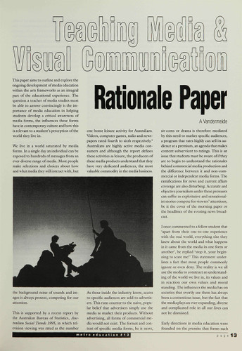 Teaching Media and Visual Communication: Rationale Paper - The ...