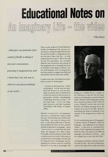 Educational Notes on 'An Imaginary Life': The Video - The Education Shop