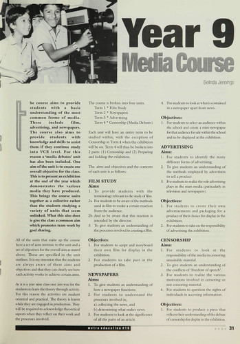 Year 9 Media Course - The Education Shop