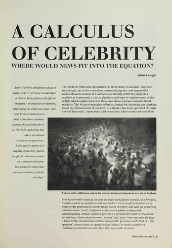 A Calculus of Celebrity: Where Would News Fit into the Equation? - The ...