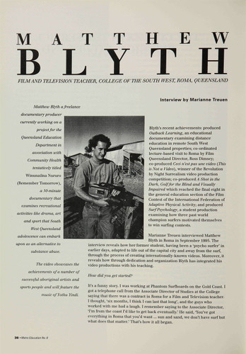 Matthew Blyth: Film and Television Teacher, College of the South West ...