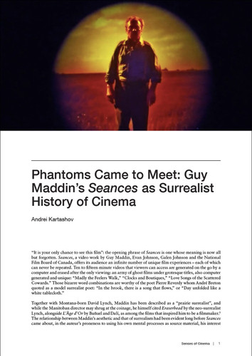 Phantoms Came to Meet: Guy Maddin's 'Seances' as Surrealist History of ...