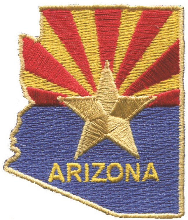 Arizona State Shape Patch | Motorcycle Biker Route 66 Kingman AZ