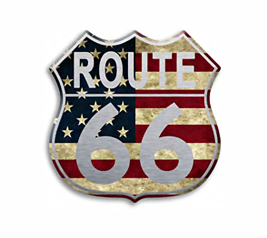 Route 66 USA Flag Shield Pin | Motorcycle Biker Kingman AZ