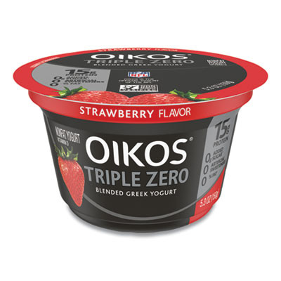 Oikos Triple Zero Blended Greek Nonfat Yogurt, 5.3 Oz, Strawberry/Mixed ...