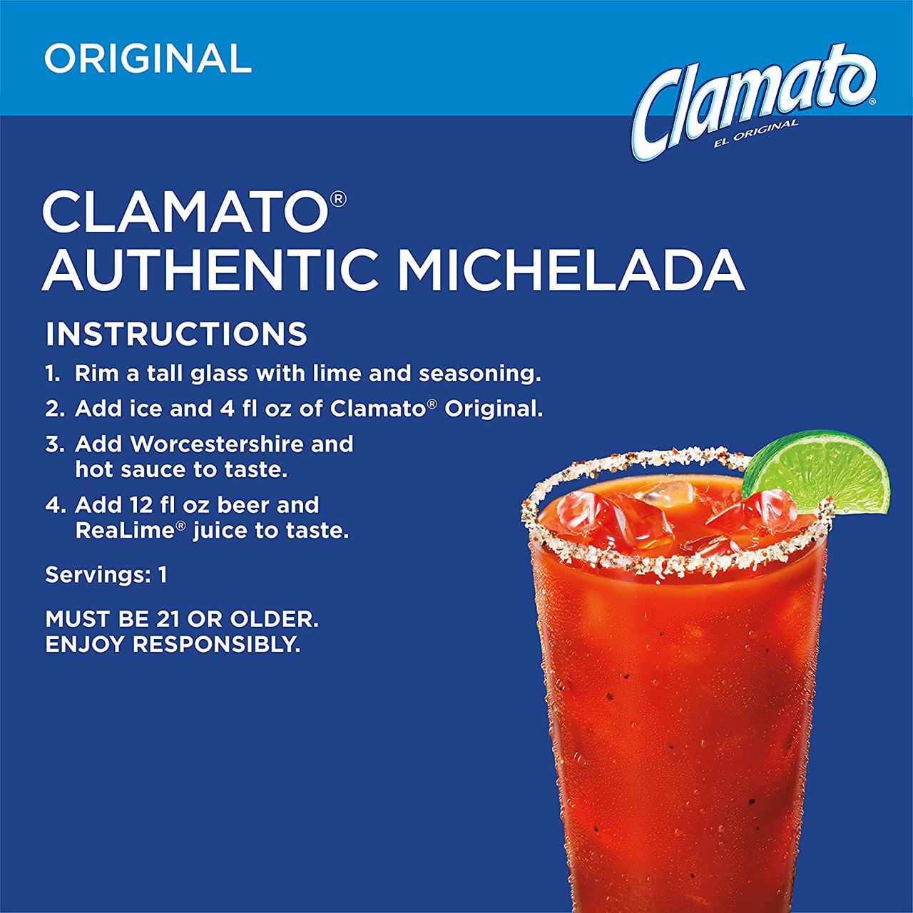 Clamato Original Tomato Cocktail, 1 Liter, 6 Per Case