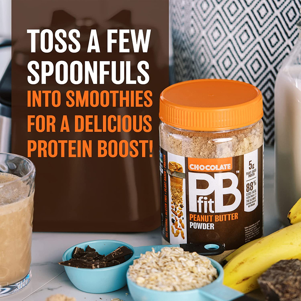 PBFit Chocolate Peanut Butter Powder, 8 Oz., 6 Per Case