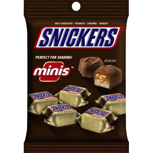 Snickers Minis Chocolate Candy, 4.4 oz Bag, 12/Case