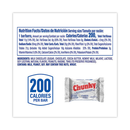 Nestle Chunky Bar, Individually Wrapped, 1.4 Oz, 24/box