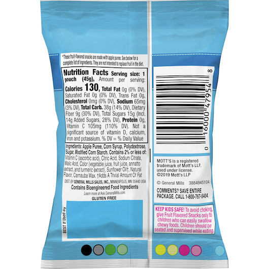 Motts Assorted Fruit Snacks, 1.6 Ounces, 144 Per Case