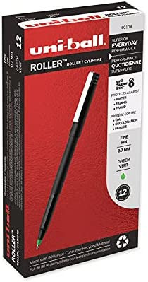 Uni-ball Stick Roller Ball Pen, Fine 0.7mm, Green Ink, Black Matte ...