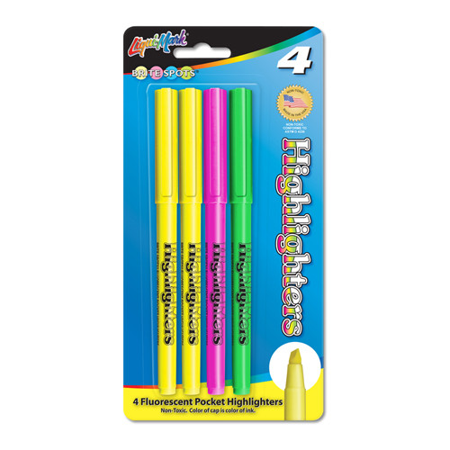 4 Count Brite Spots® Pocket Highlighters - Assorted
